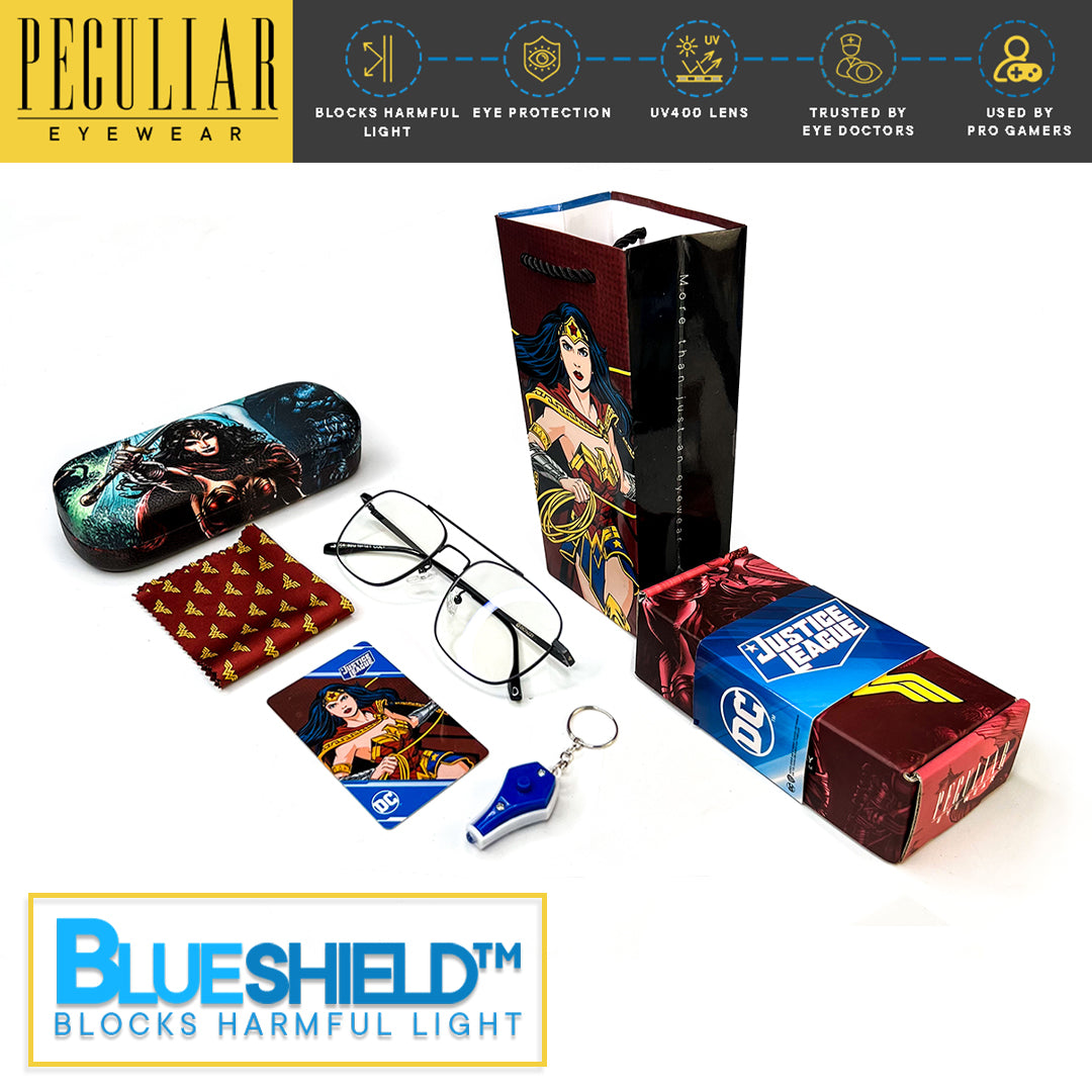 Justice League X Peculiar WONDER WOMAN Square Frame Anti Radiation Gla ...