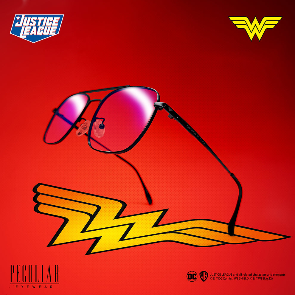 Justice League X Peculiar WONDER WOMAN Square Frame Anti Radiation Gla ...